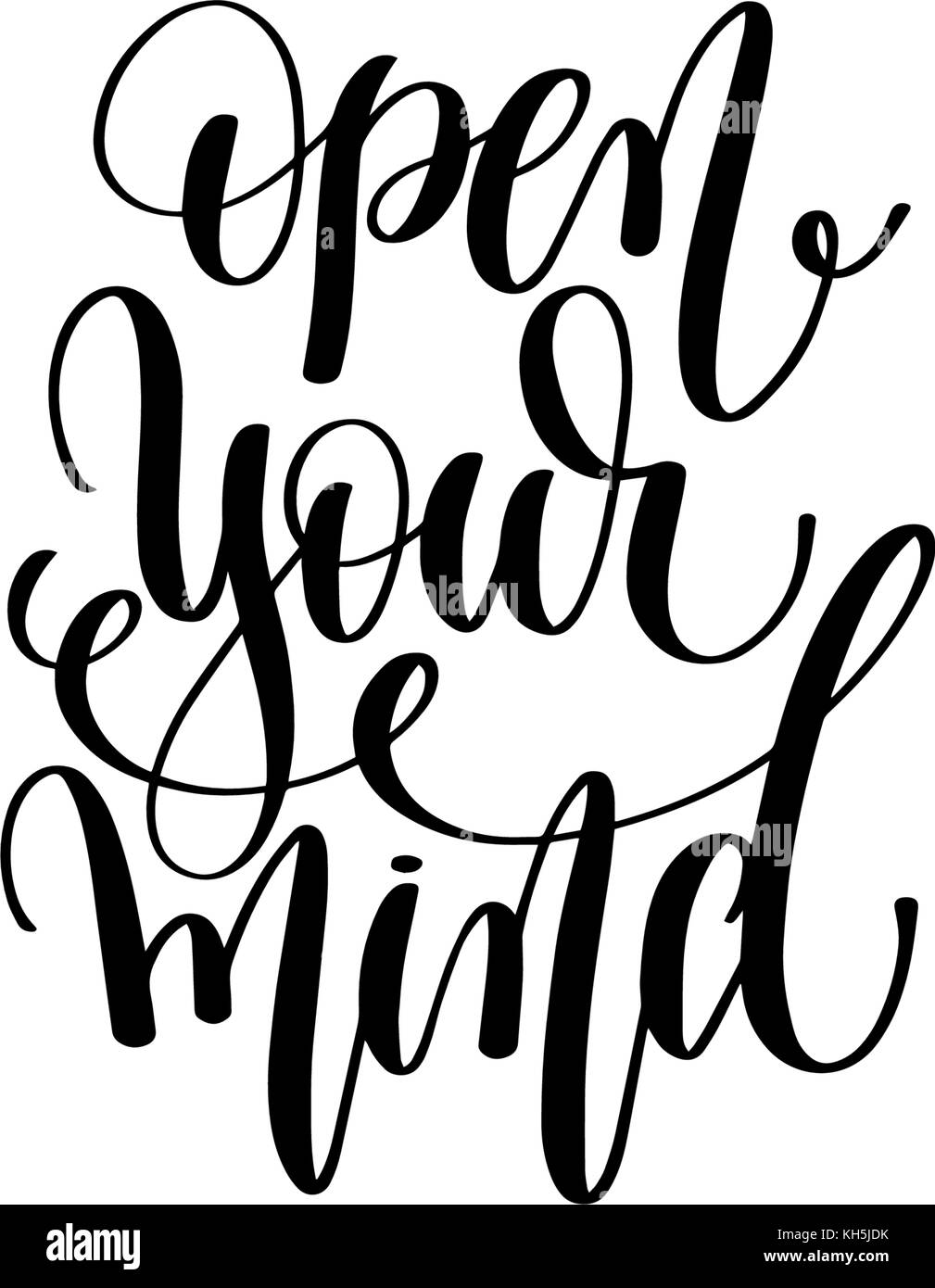 open your mind hand lettering positive quote Stock Vector Image & Art ...