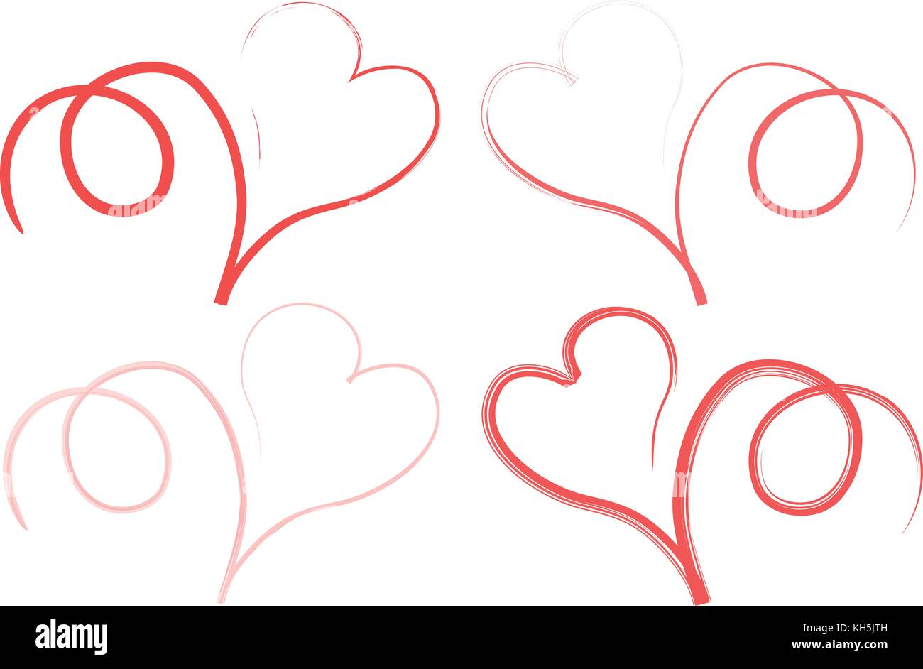 Curly hearts with red lines Stock Vector Image & Art - Alamy