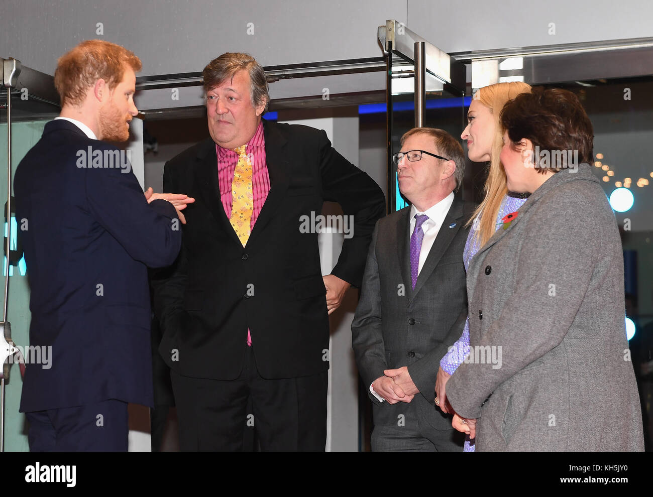 Prince Harry is greeted by President of Mind Stephen Fry and Mind ...