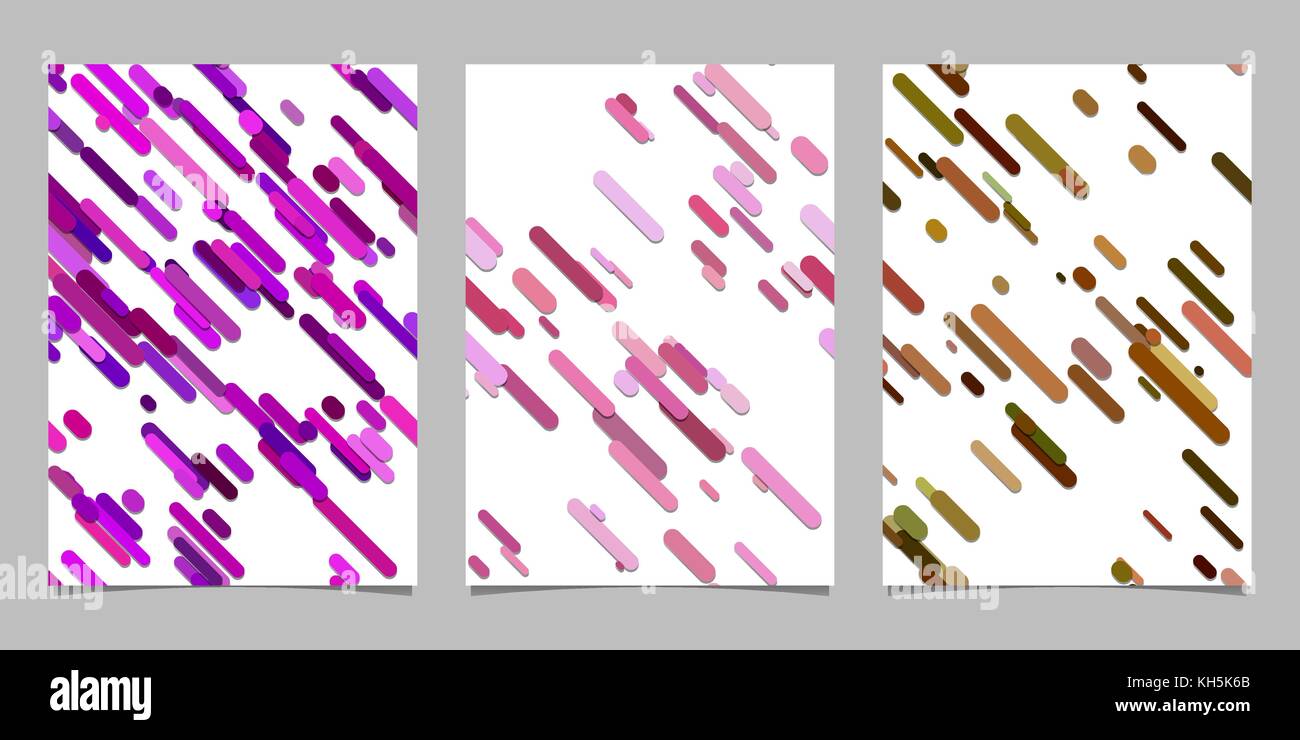 Repeating random rounded diagonal stripe pattern page background template set - vector flyer ...