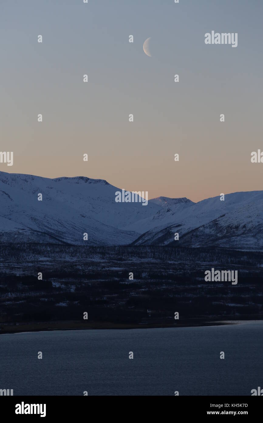Winter Sunset In North Norway Stock Photo - Alamy