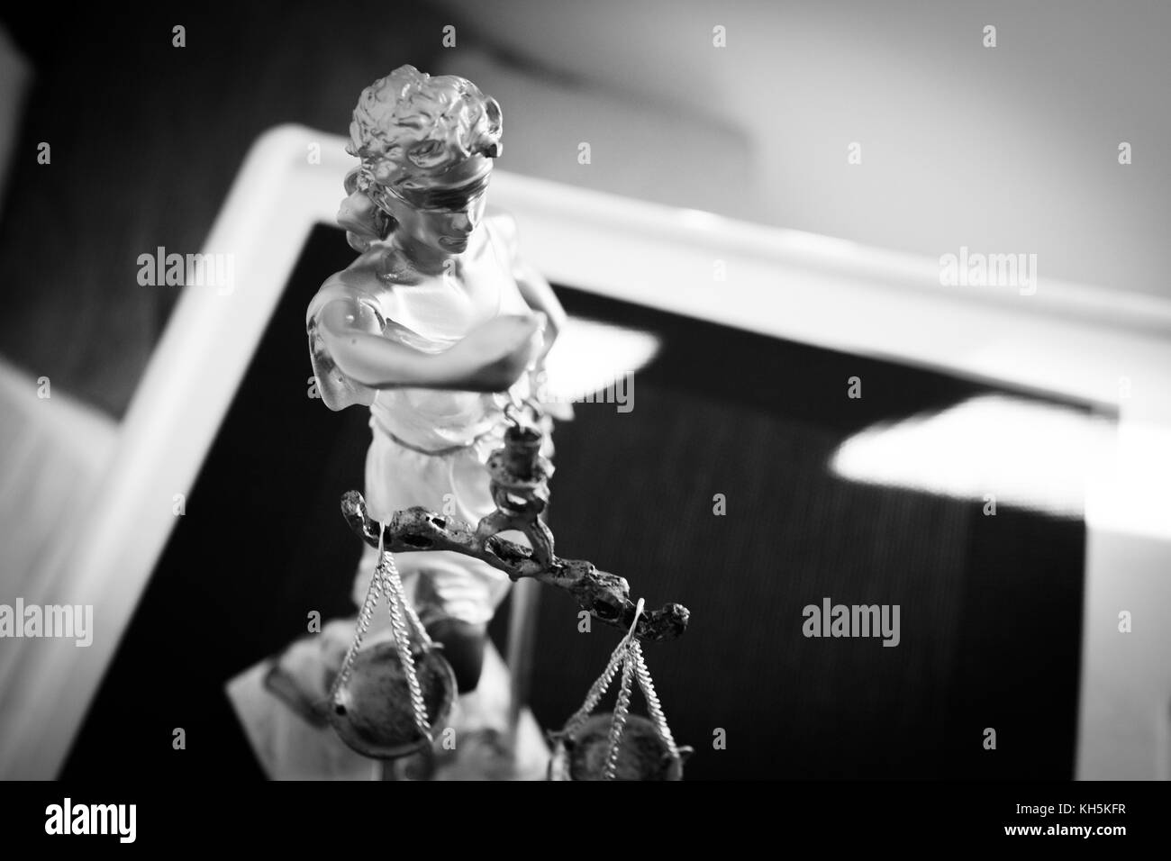 White female statue symbol of justice Themis. This figure has not ...
