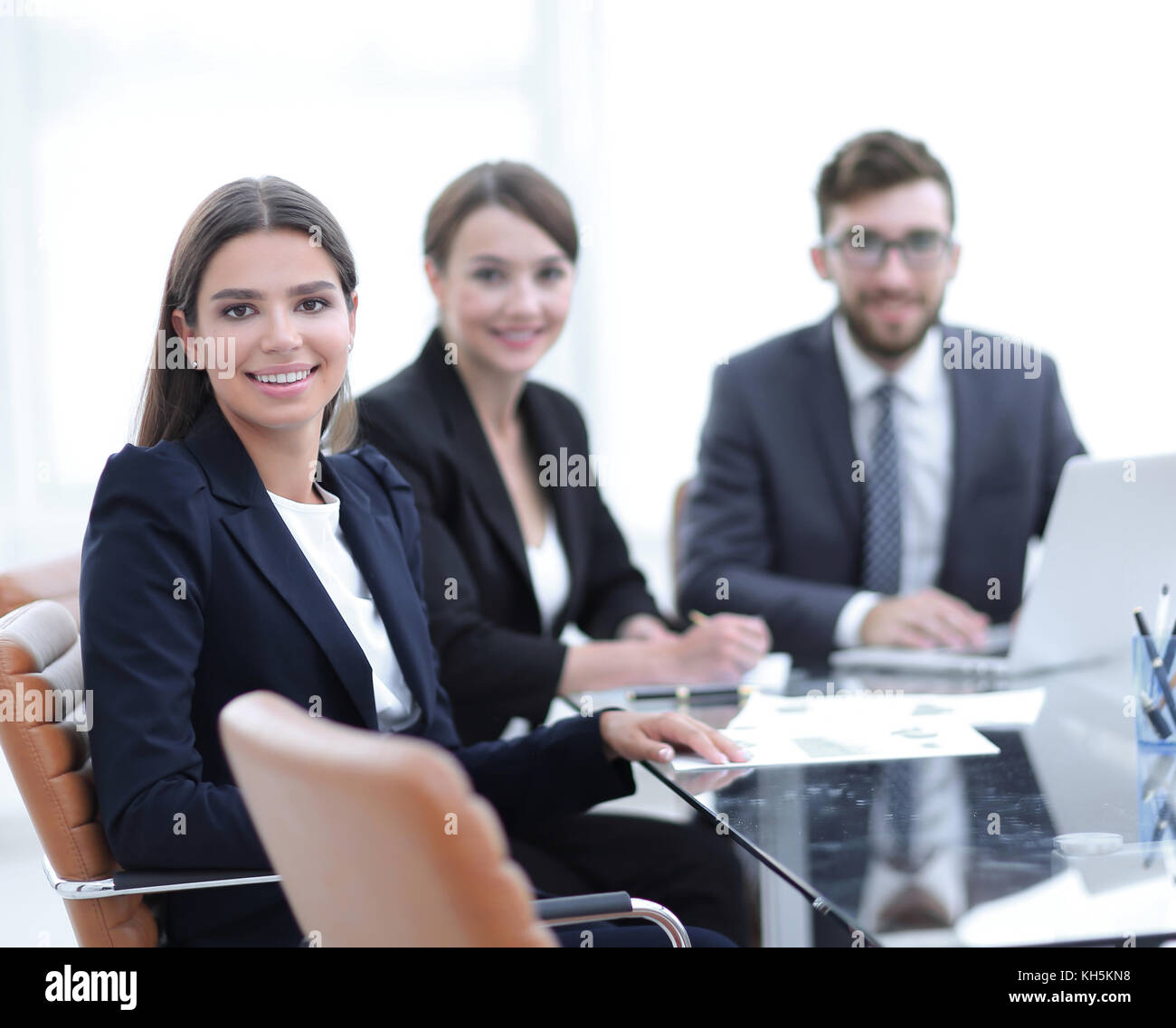 closeup.employees in the office Stock Photo - Alamy
