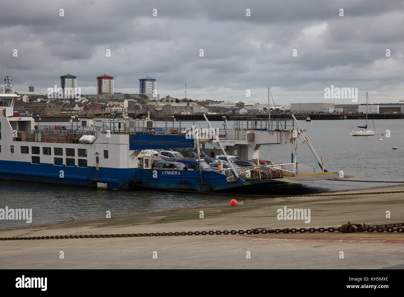 Battleship and Torpoint Ferry in Portsmouth Stock Photo - Alamy
