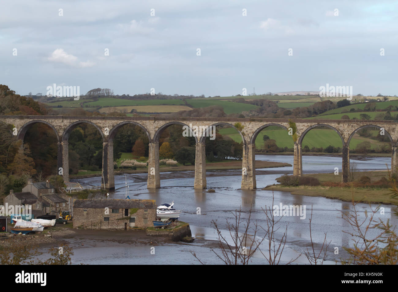 Viaduct in St Germans cornwall Stock Photo - Alamy