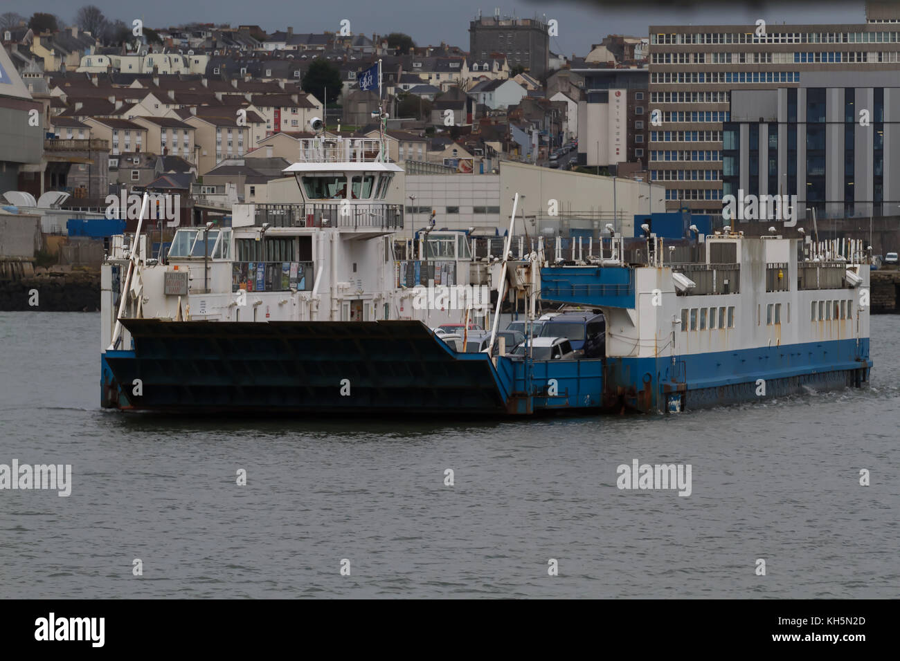 Battleship and Torpoint Ferry in Portsmouth Stock Photo - Alamy