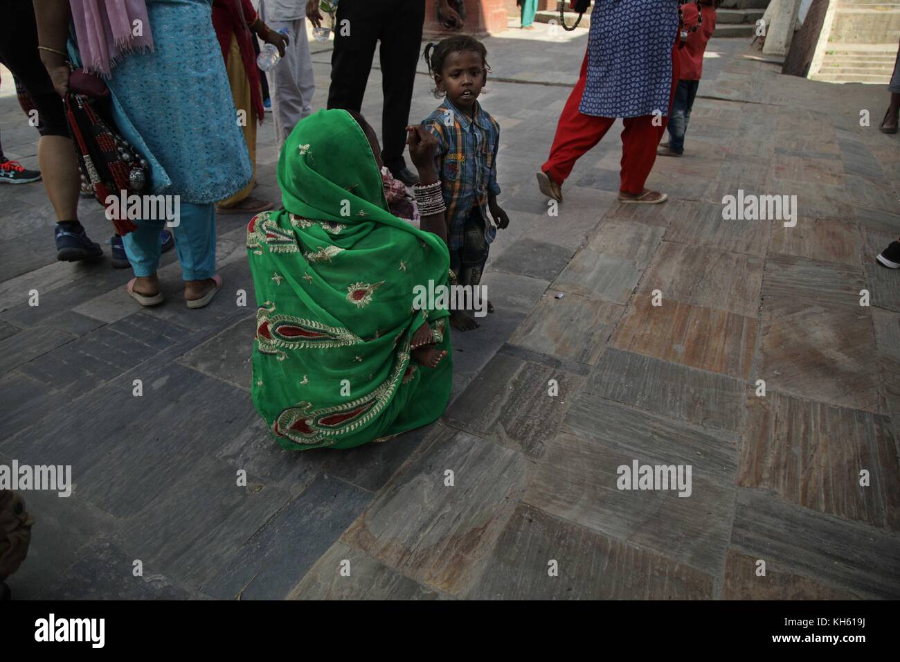 October 8, 2017 - Kathmandu, Nepal - A woman with a newborn baby ...