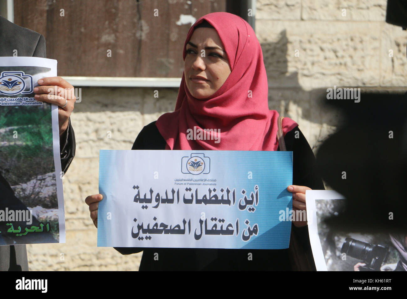 November 14, 2017 - The Palestinian Media Forum holds a vigil in front ...