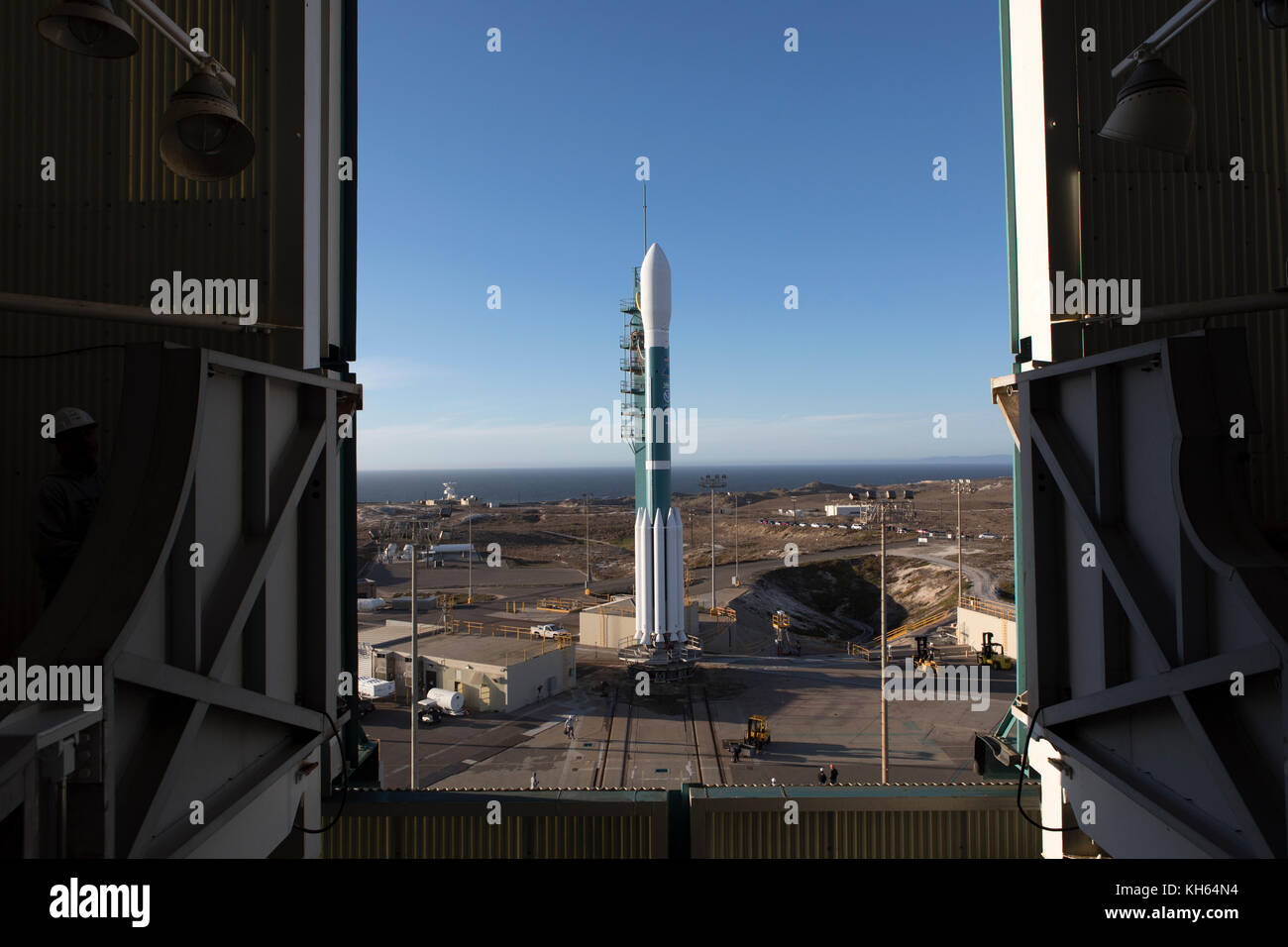 Lompoc, USA. 13th Nov, 2017. The United Launch Alliance Delta II rocket carrying the Joint Polar ...