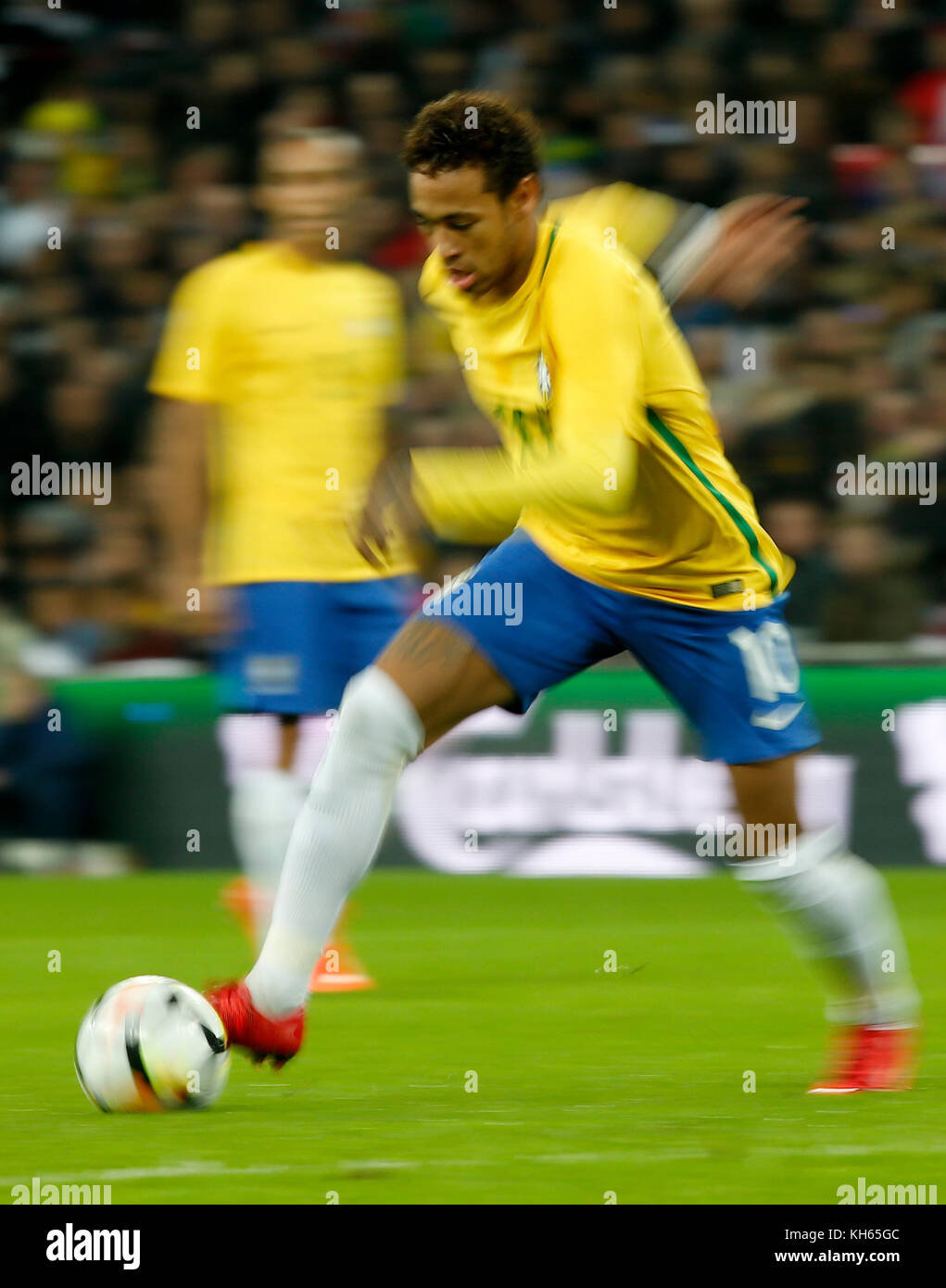 London, UK. 14th Nov, 2017. Neymar of Brazil in action during the ...