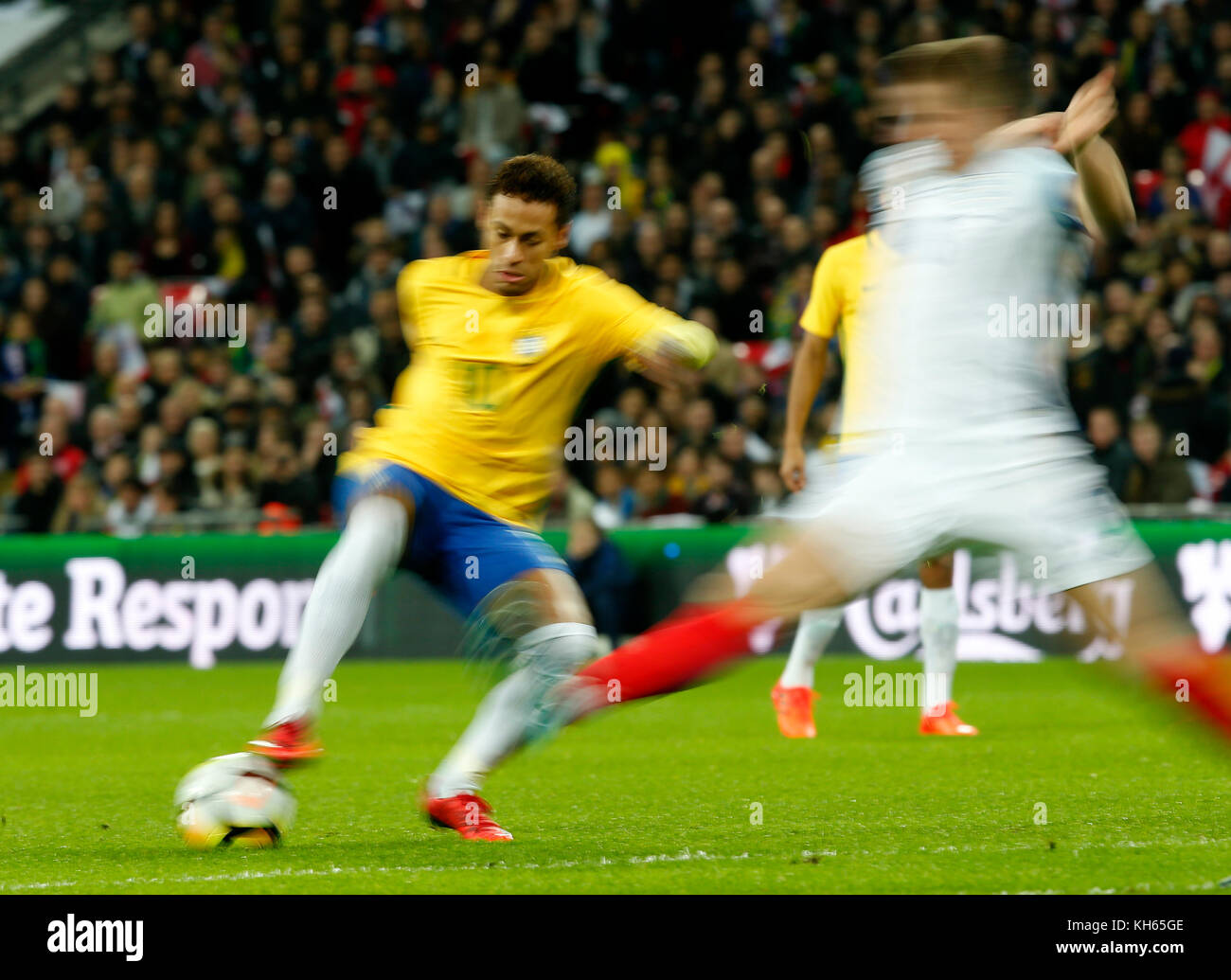 London, UK. 14th Nov, 2017. Neymar of Brazil in action during the ...