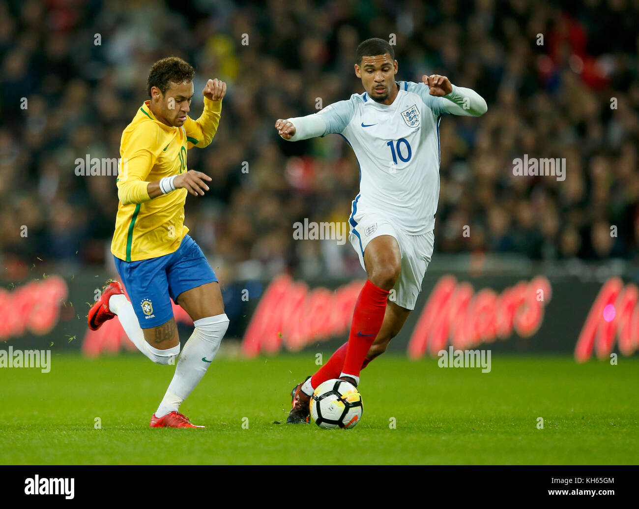 London, UK. 14th Nov, 2017. Neymar of Brazil in action during the ...