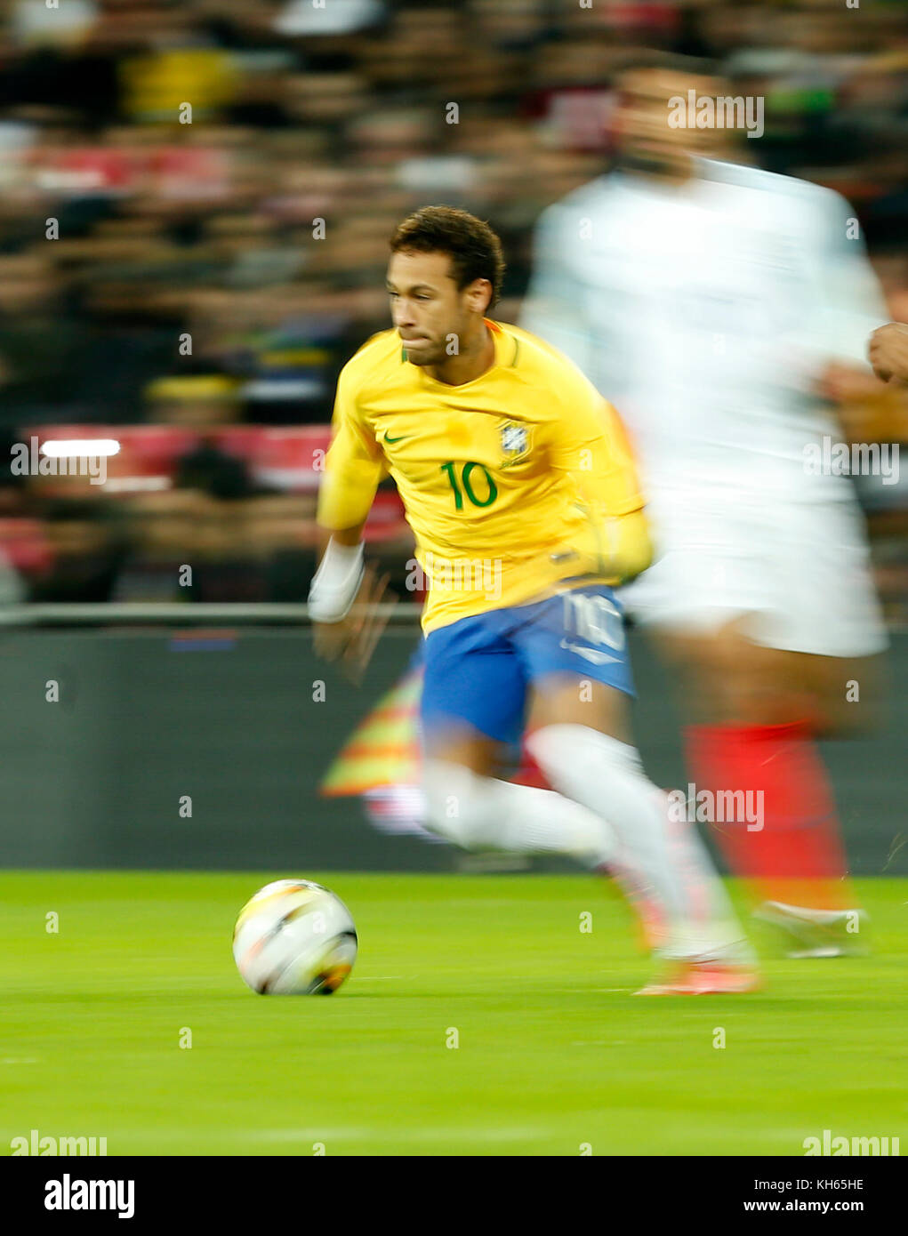 London, UK. 14th Nov, 2017. Neymar of Brazil in action during the ...