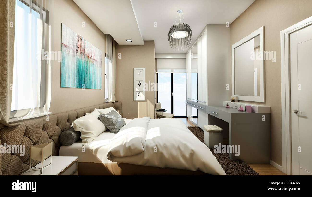3D realistic view and render of interior design Stock Photo - Alamy