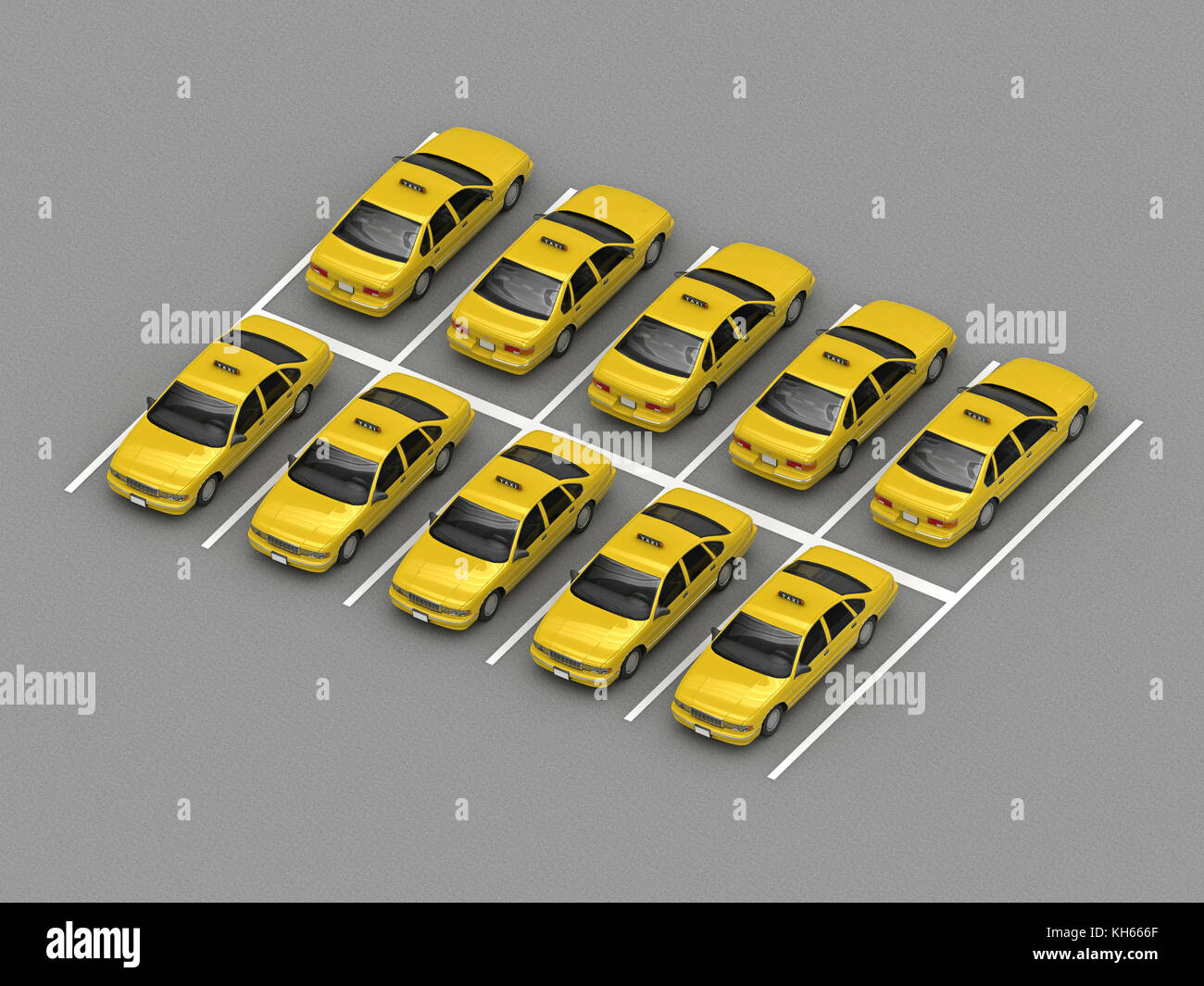 taxi car parking Orthographic view. 3d rendering Stock Photo - Alamy