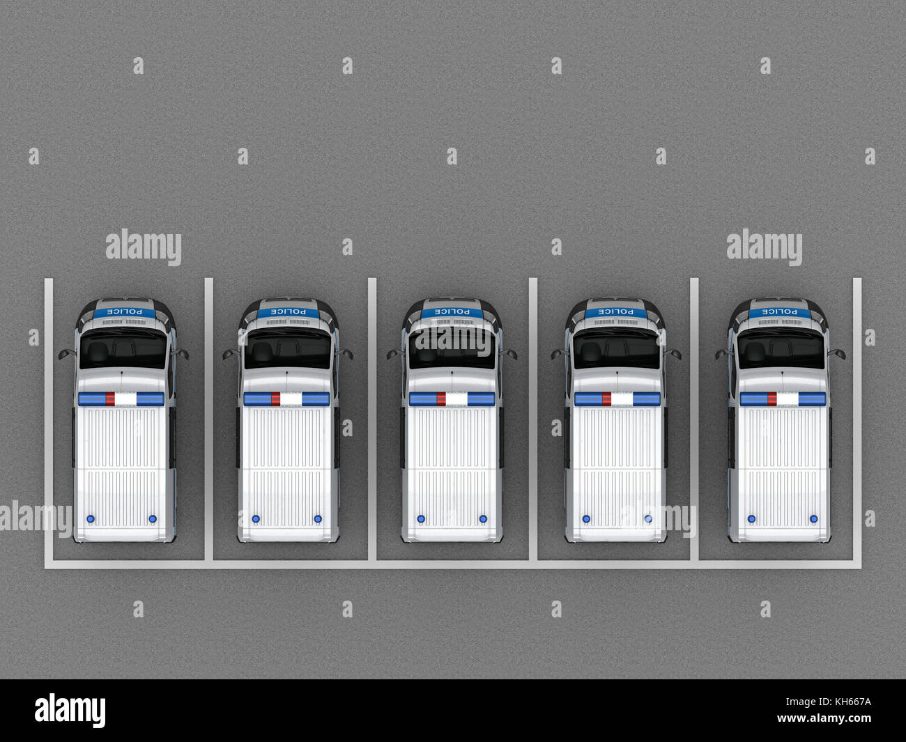 Police car parking top view. 3d rendering Stock Photo - Alamy