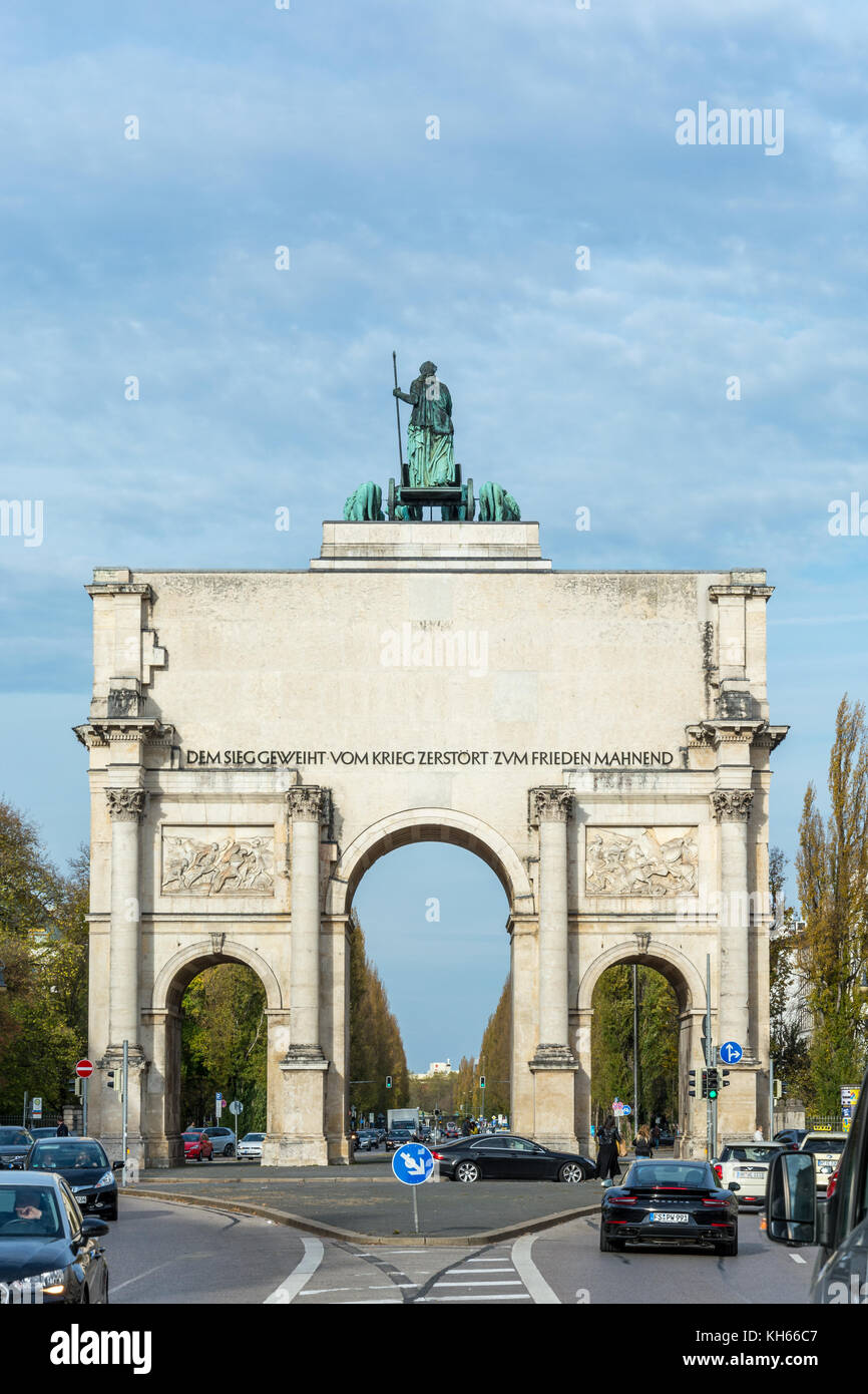 MUNICH, GERMANY - November 3, 2017: The Siegestor in Munich, Germany ...
