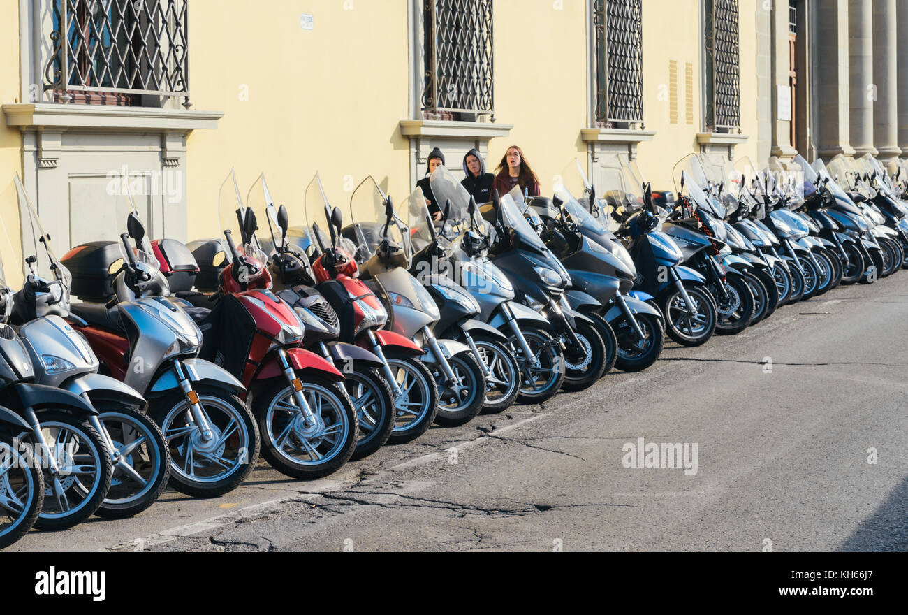 Vespas parked on street in Florence, Tuscany, Italy Stock Photo - Alamy