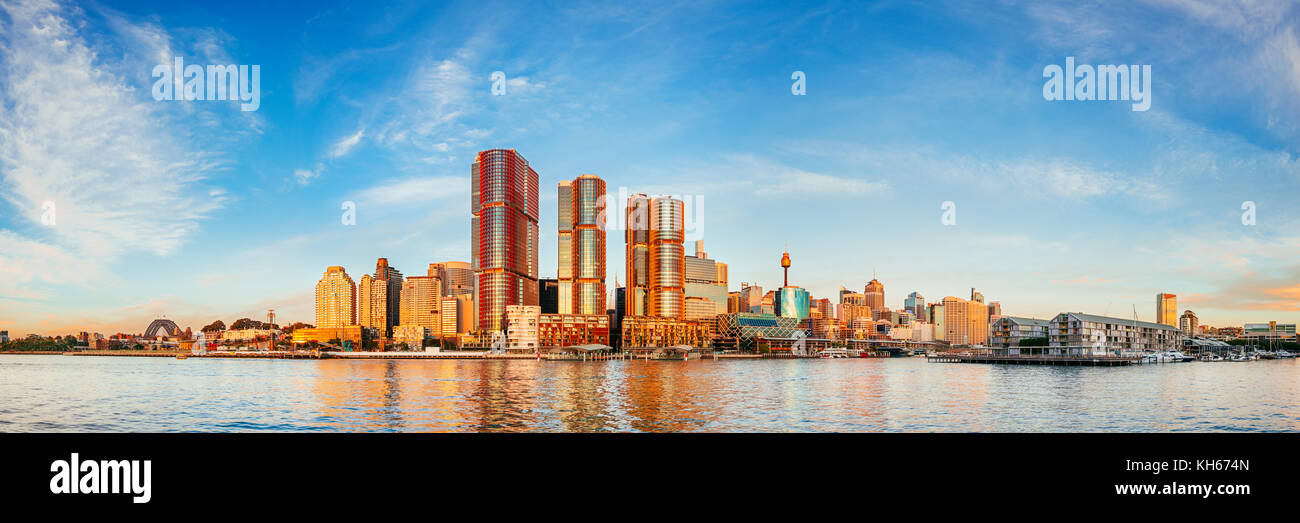 Panoramic Image of Barangaroo at Sunset, Sydney, New South Wales ...