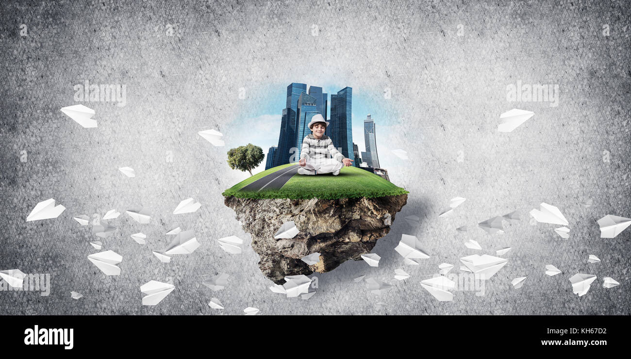 Little boy keeping mind conscious Stock Photo - Alamy