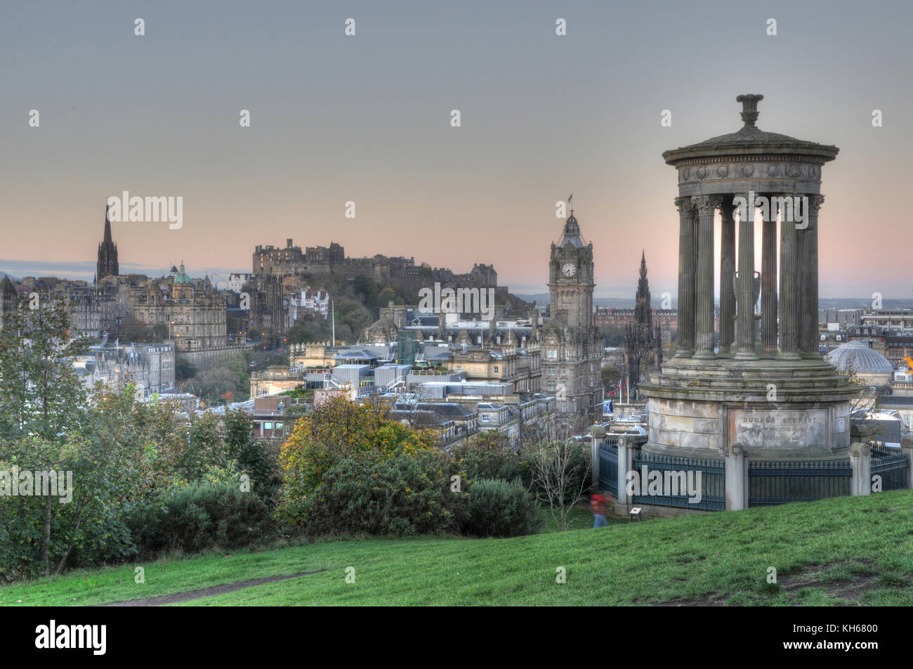 Edinburgh skyline from Carlton Hill, early morning light Stock Photo ...