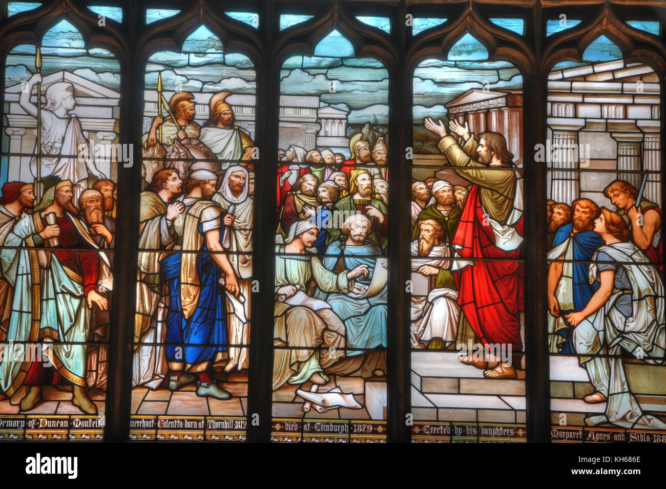 Stained glass window, St Giles cathedral, Edinburgh,showing Jesus ...