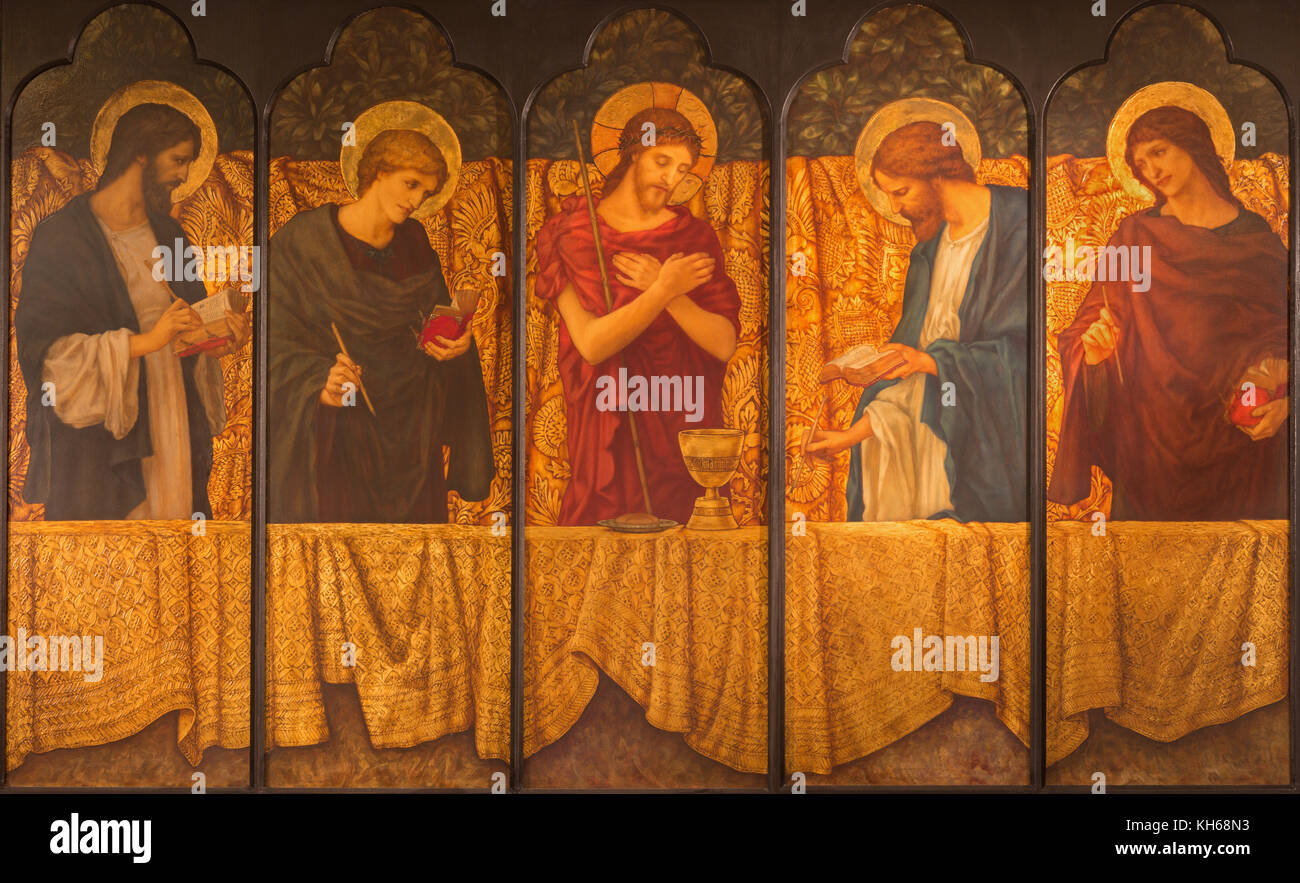 LONDON, GREAT BRITAIN - SEPTEMBER 15, 2017: The Jesus with the symbols ...