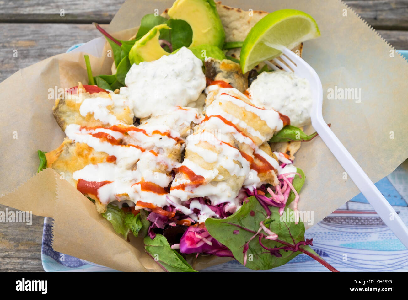 Fishermans roll served at the Dungeness Snack Shack Fish Hut, Kent ...