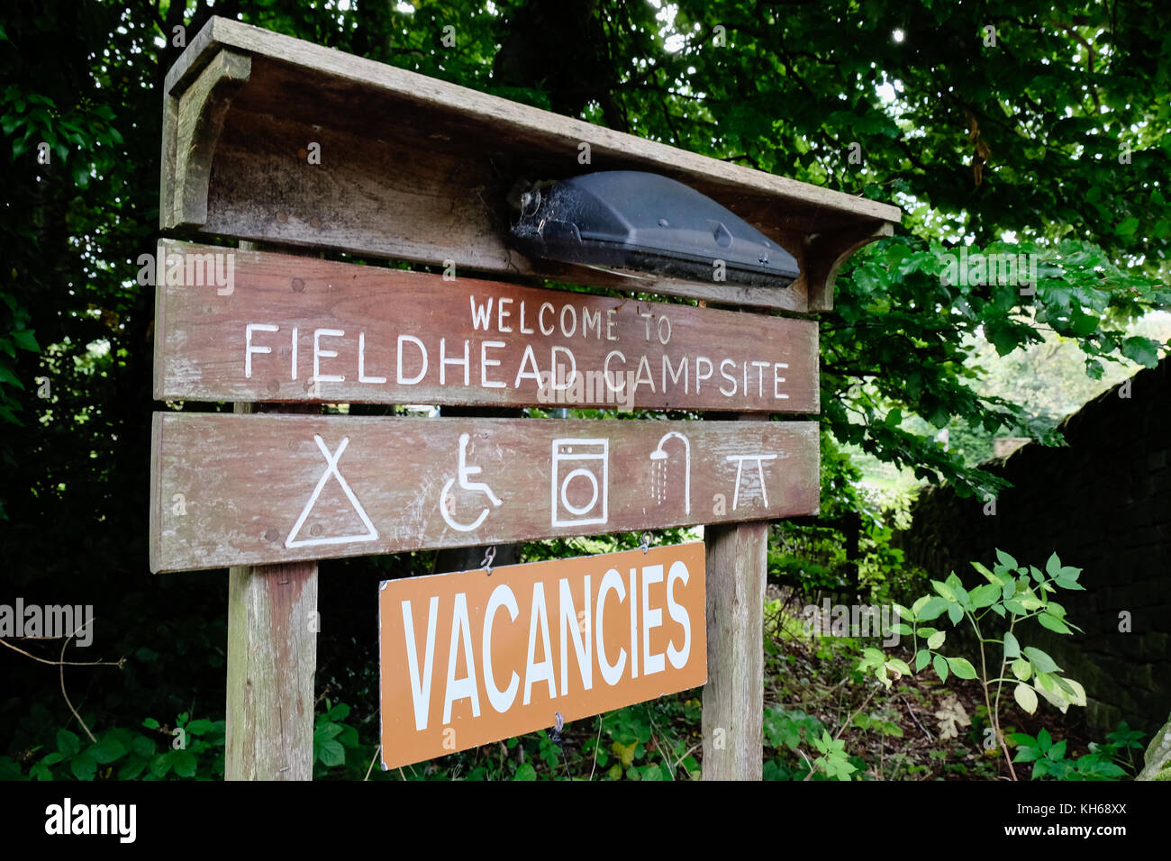Fieldhead Campsite sign in Edale in The Derbyshire Peak District ...