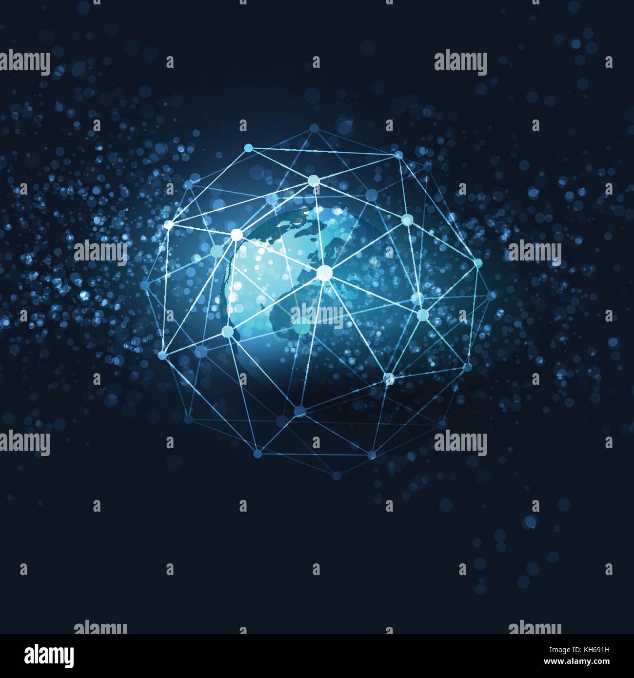 Cloud Computing and Networks Concept with Earth Globe - Abstract Global Digital Connections ...