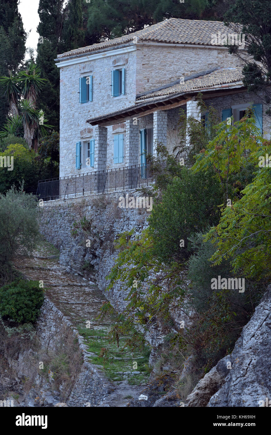 a beautiful home or house on the island of corfu at agni with steps ...