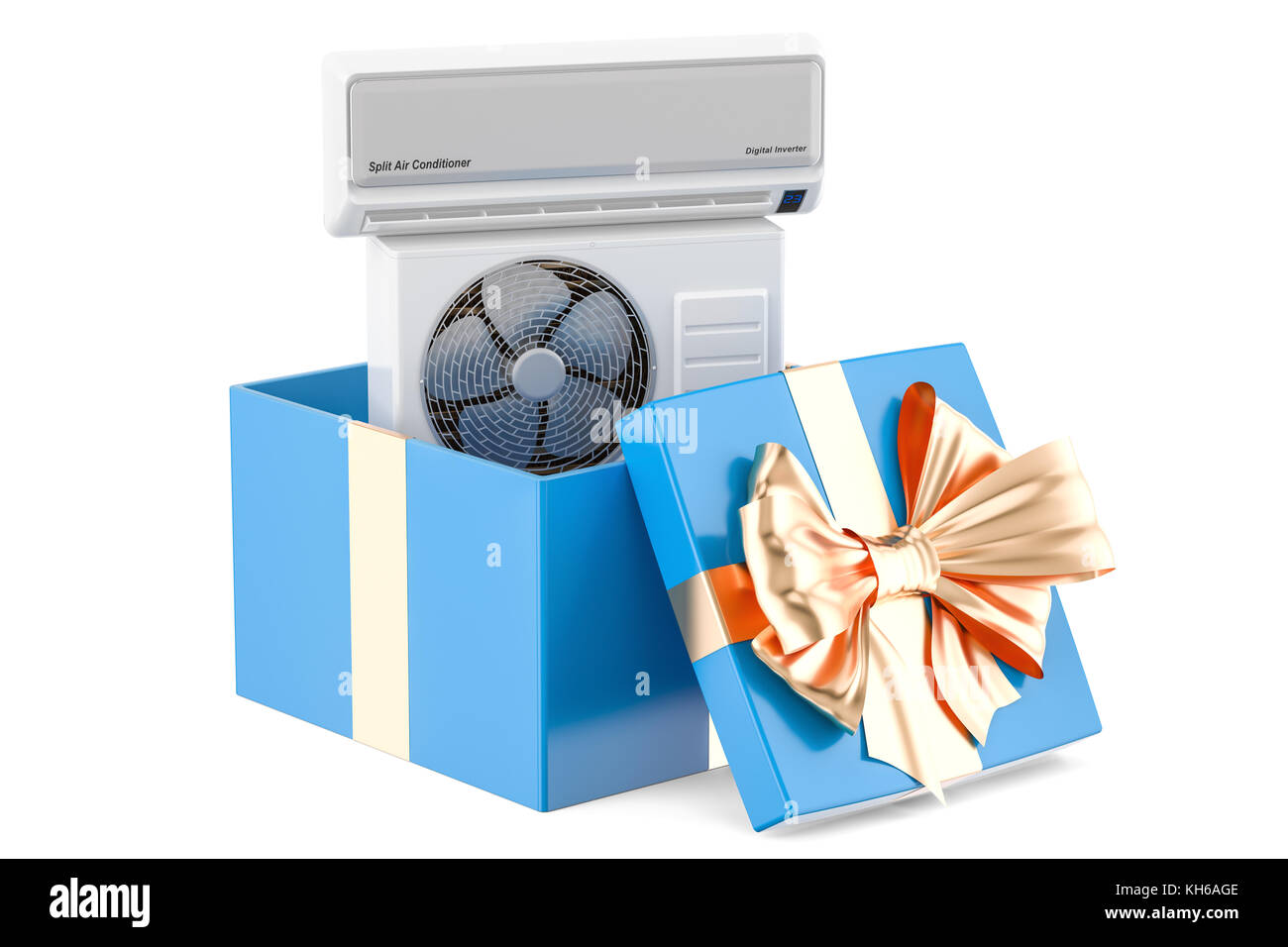 Gift concept, air conditioner inside gift box. 3D rendering Stock Photo ...
