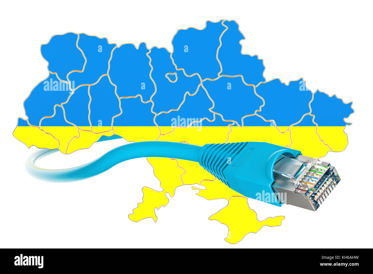 Internet connection in Ukraine concept. 3D rendering isolated on white ...