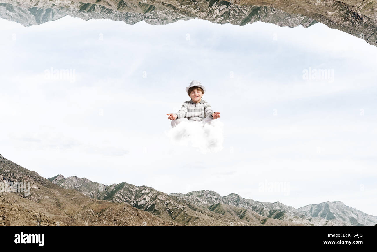 Young boy keeping mind conscious Stock Photo - Alamy