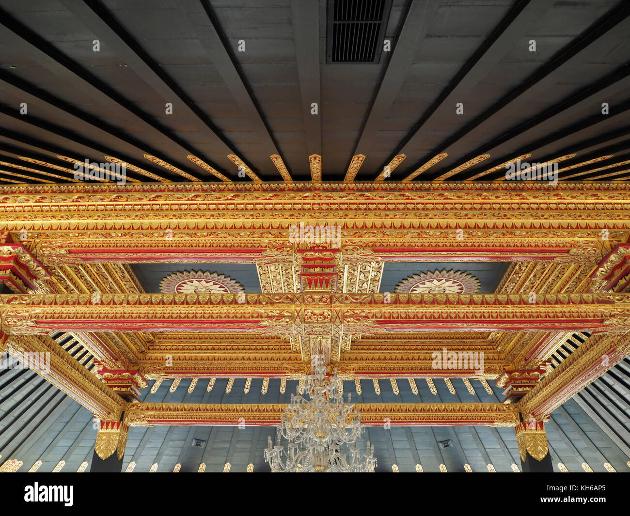 Ceiling decorated with golden wood structure at the Kraton in ...