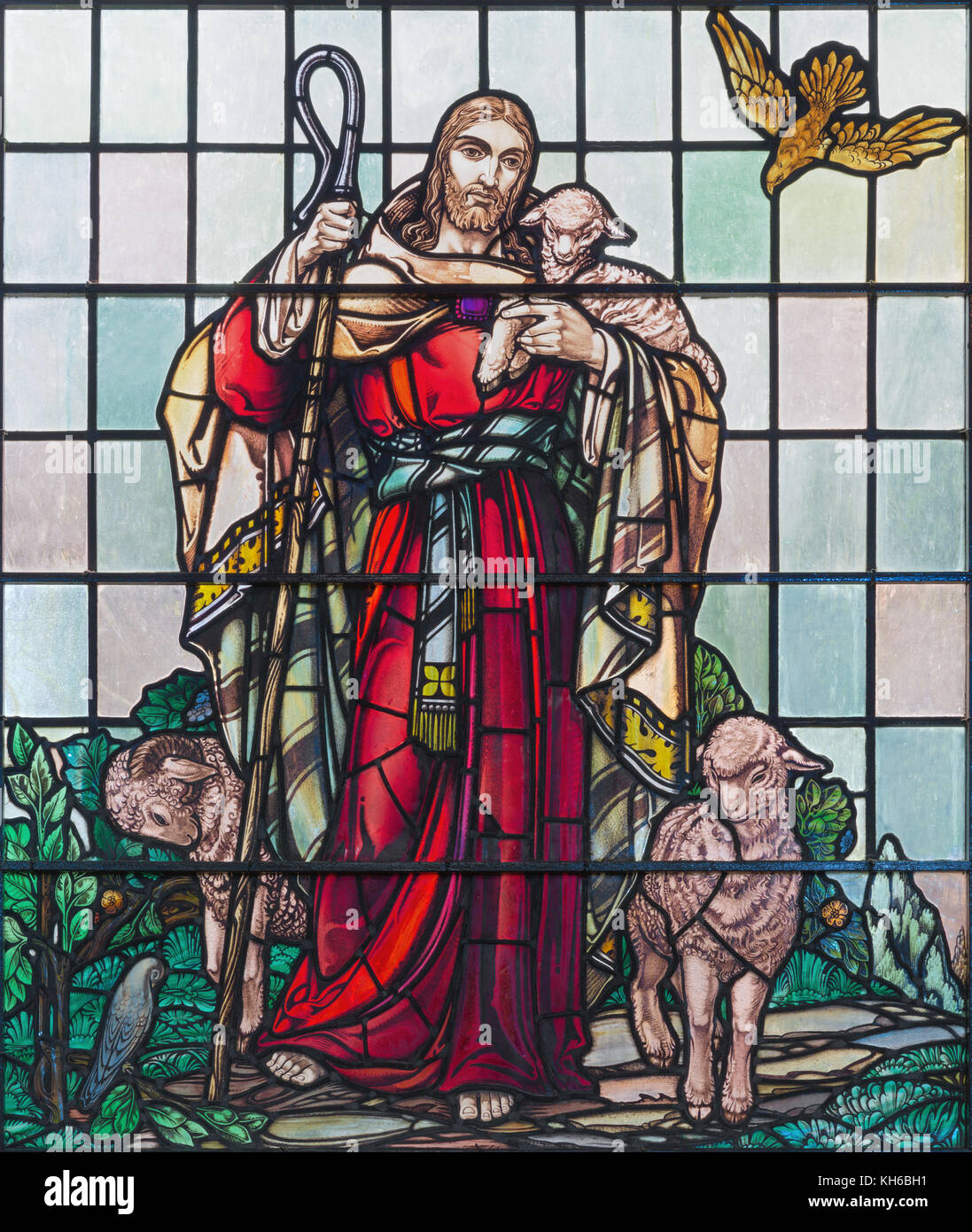 Jesus stained glass shepherd hi-res stock photography and images - Alamy