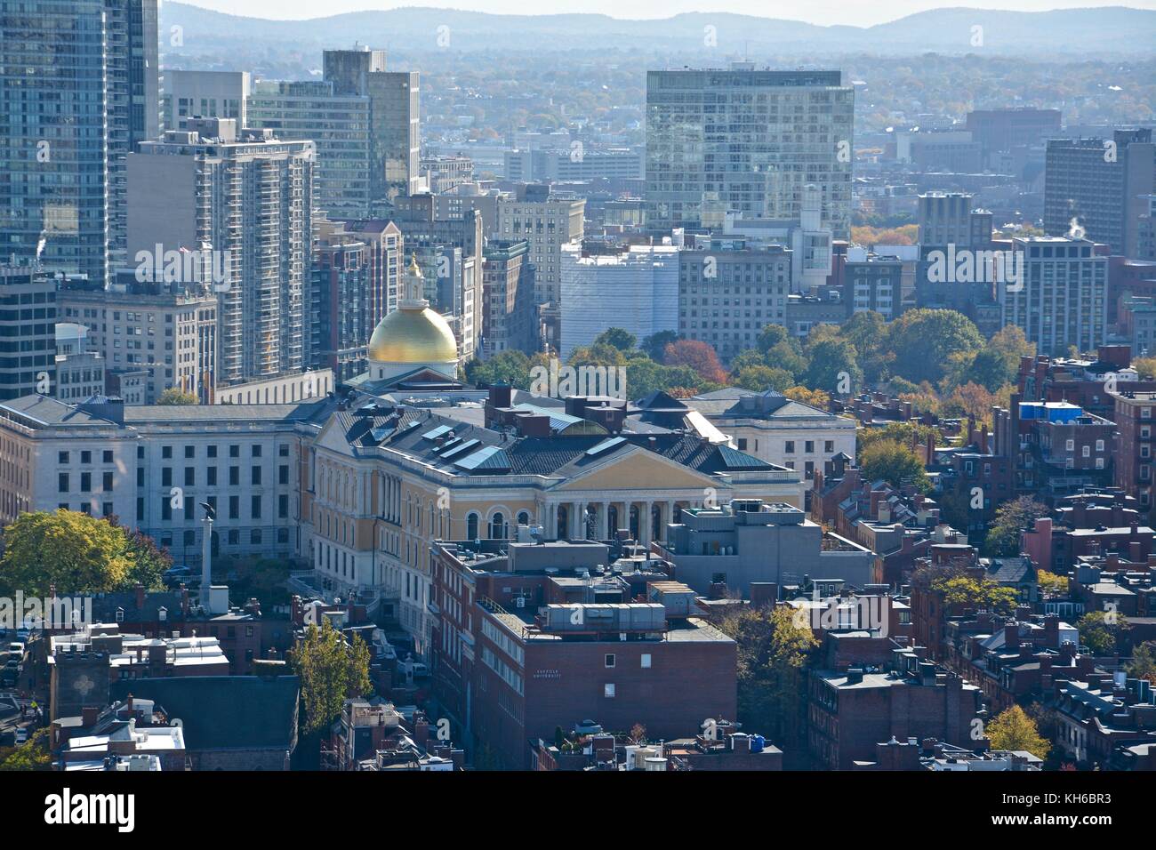 Views above Boston and Cambridge highlighting the magnificent fall ...