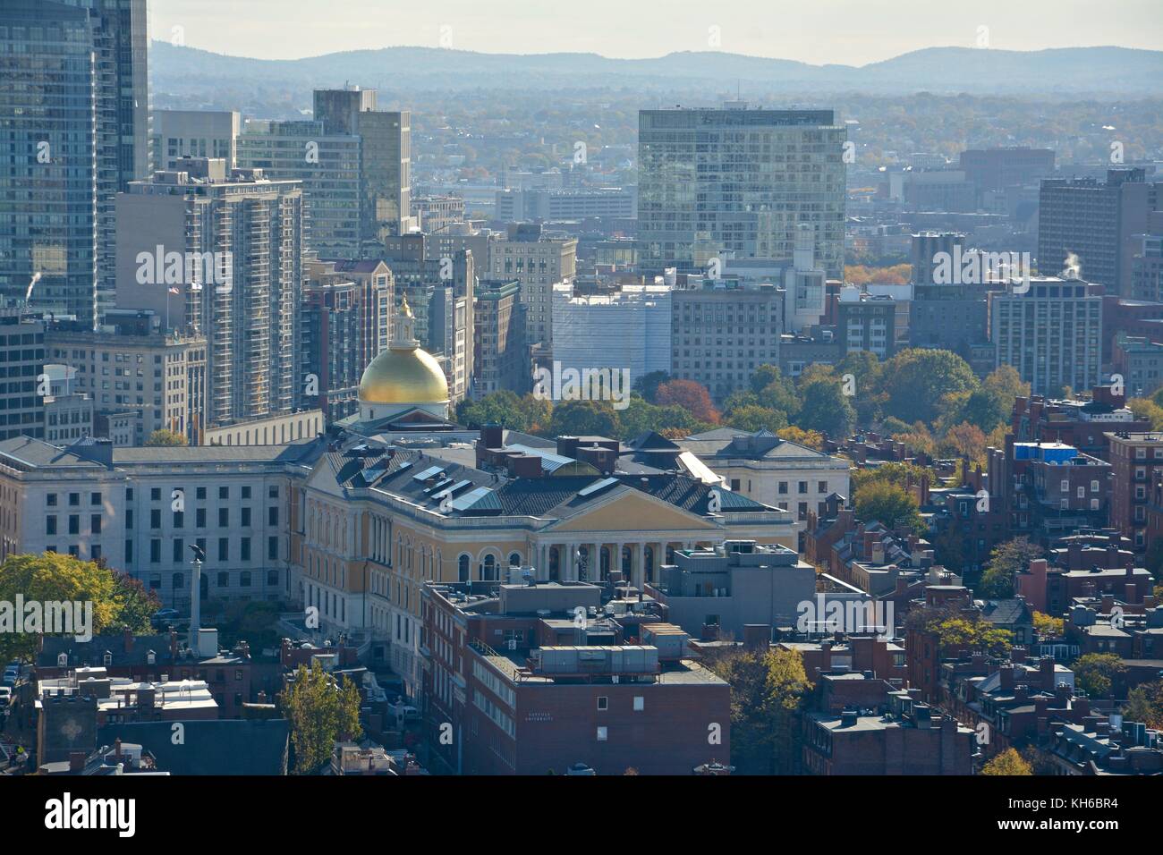 Views above Boston and Cambridge highlighting the magnificent fall ...