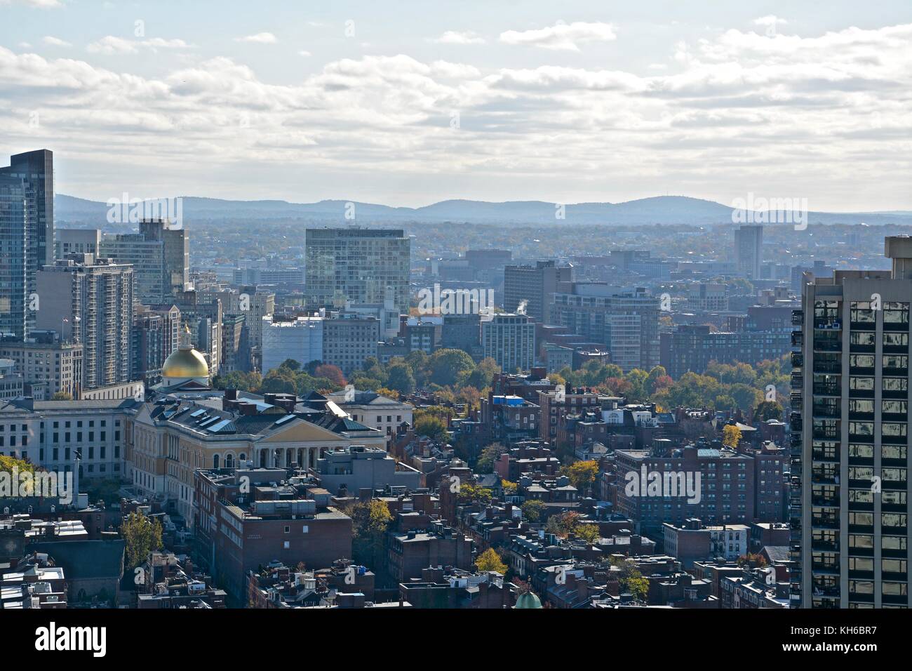 Views above Boston and Cambridge highlighting the magnificent fall ...