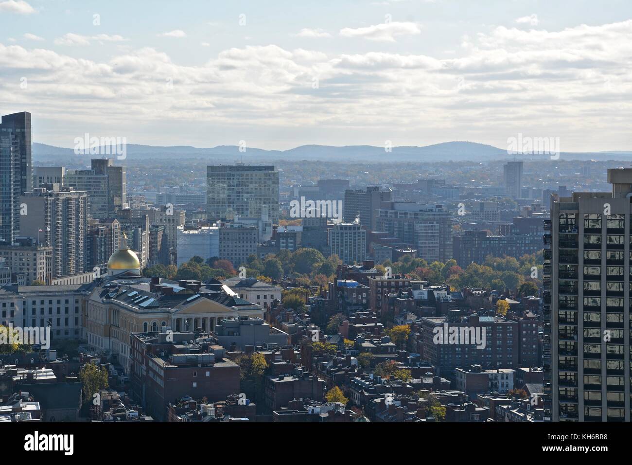 Views above Boston and Cambridge highlighting the magnificent fall ...