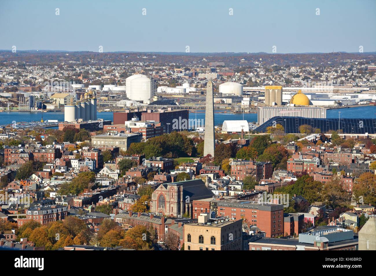 Views above Boston and Cambridge highlighting the magnificent fall ...