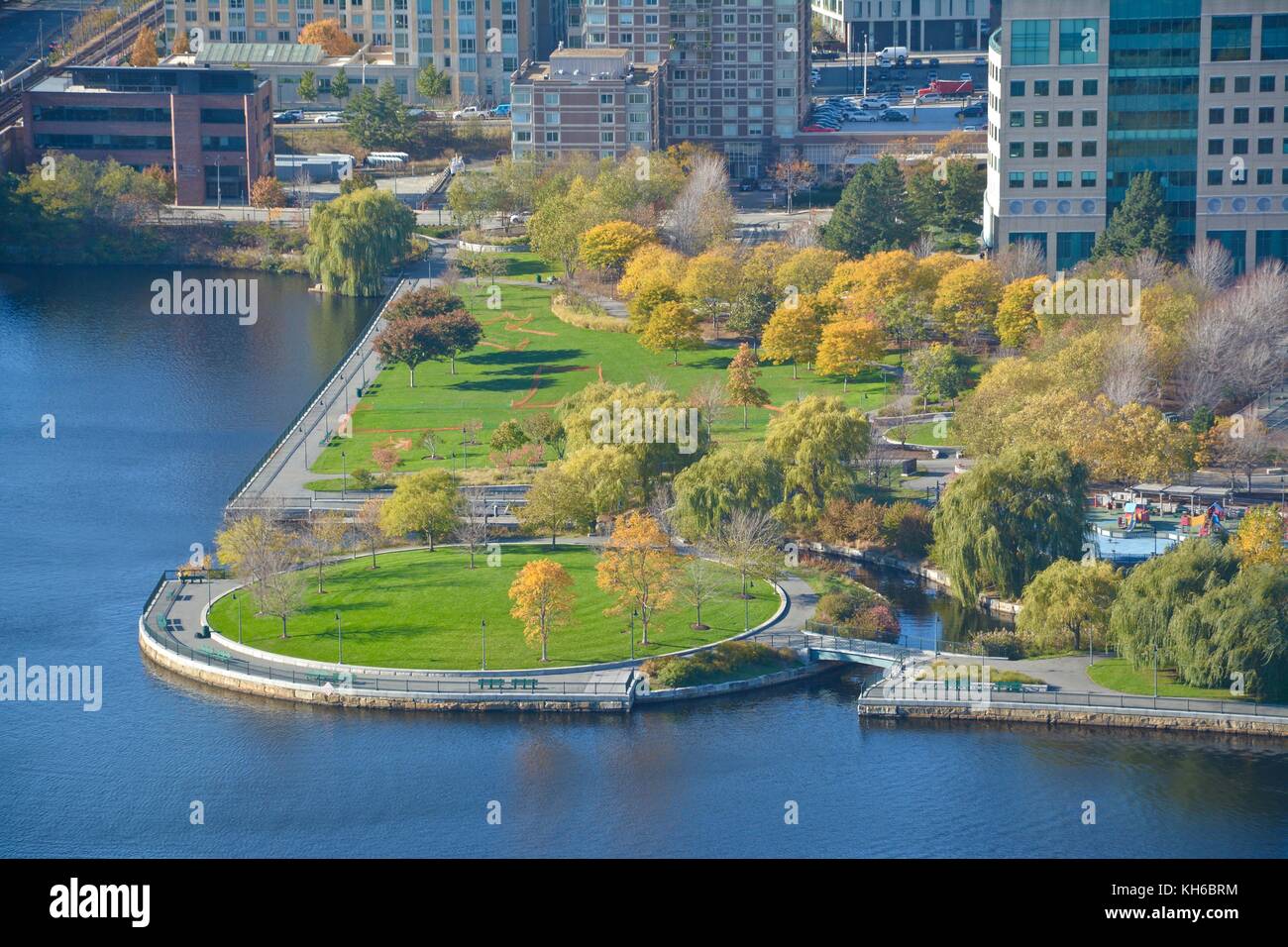 Views above Boston and Cambridge highlighting the magnificent fall ...