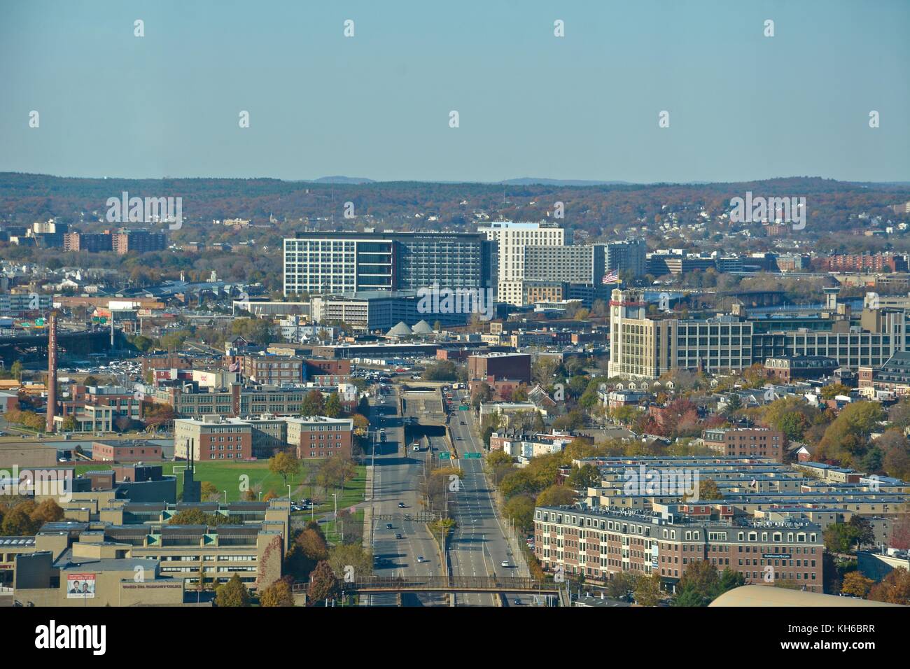 Views above Boston and Cambridge highlighting the magnificent fall ...