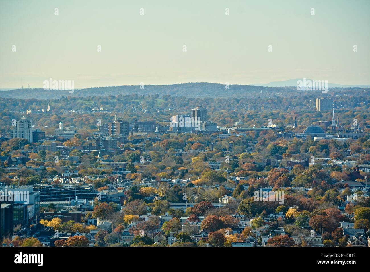 Views above Boston and Cambridge highlighting the magnificent fall ...