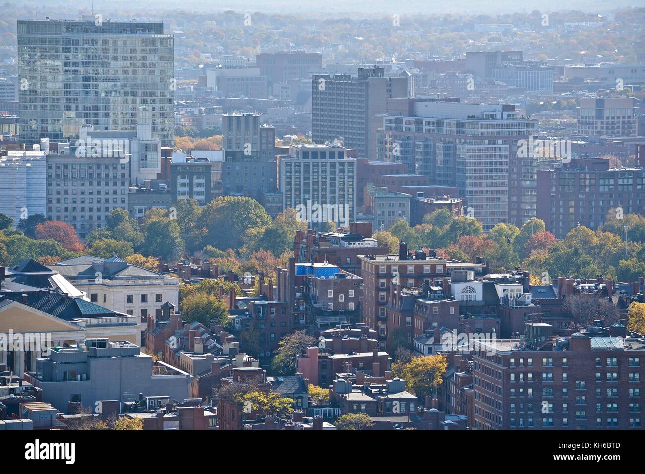 Views above Boston and Cambridge highlighting the magnificent fall ...