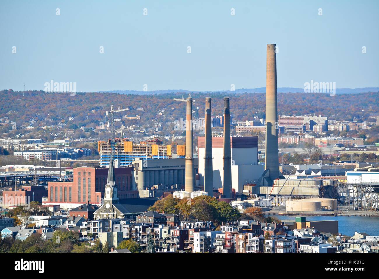 Views above Boston and Cambridge highlighting the magnificent fall ...