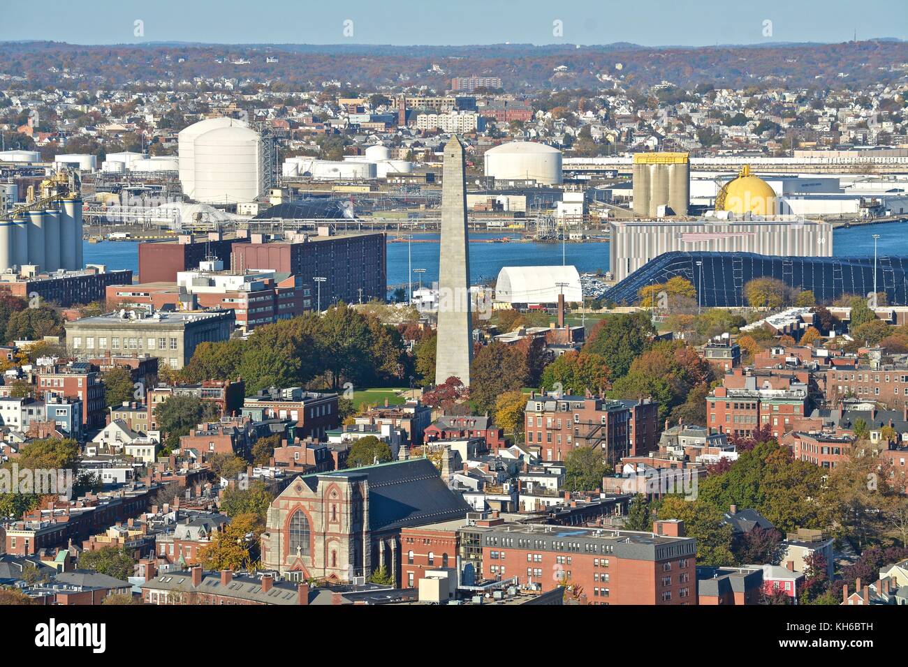 Views above Boston and Cambridge highlighting the magnificent fall ...