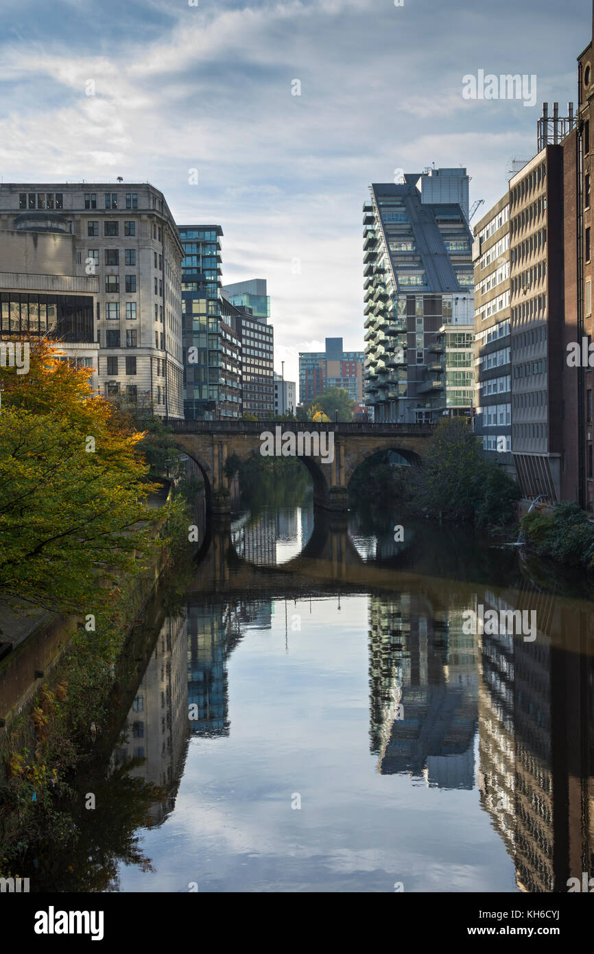 Blackfriars Bridge, built 1820 and Grade II listed, reflected in the ...