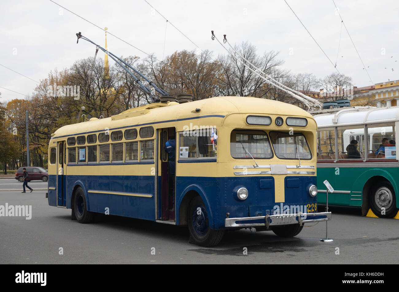 Vintage trolley buses left on the roads of the city Stock Photo - Alamy