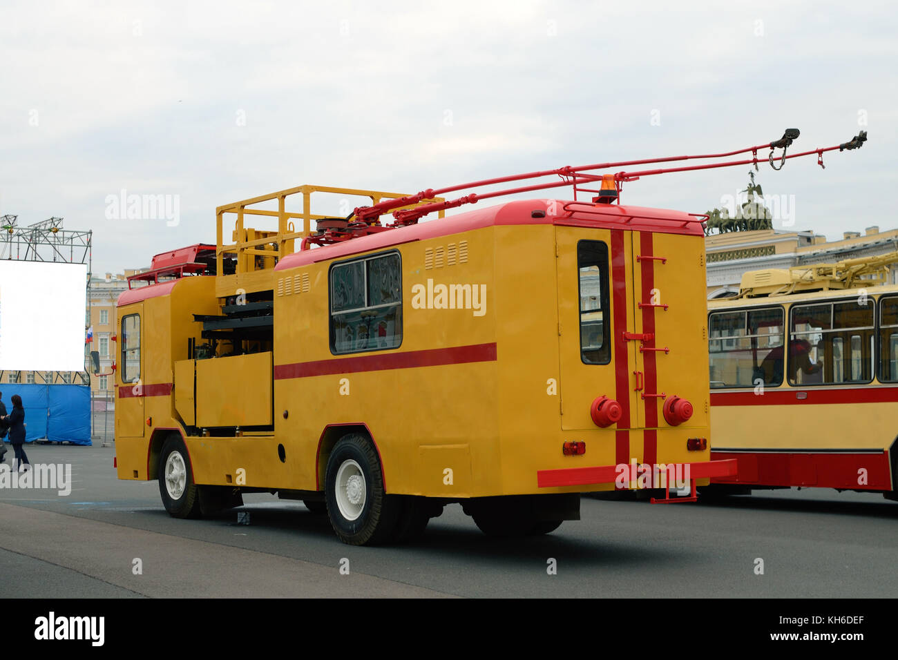 Vintage trolley buses left on the roads of the city Stock Photo - Alamy